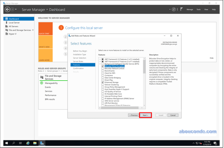 Installing BitLocker on Windows Server 2019 | Abou Conde's Blog