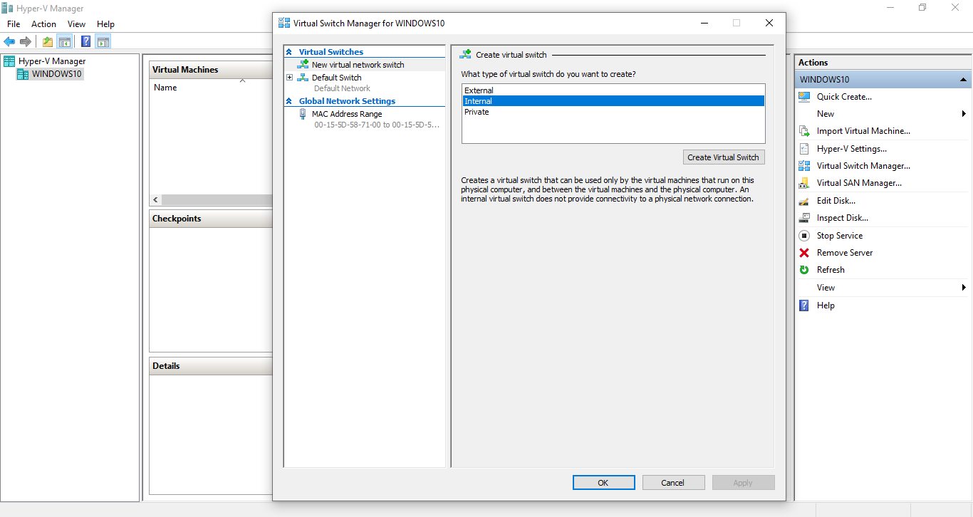 Creating a Virtual Switch with Hyper-V Manager | Abou Conde's Blog