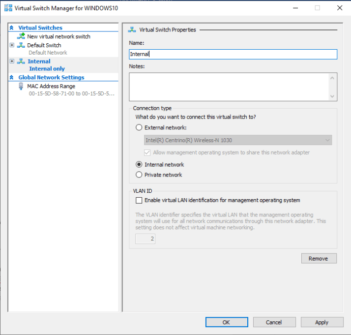 Creating a Virtual Switch with Hyper-V Manager | Abou Conde's Blog