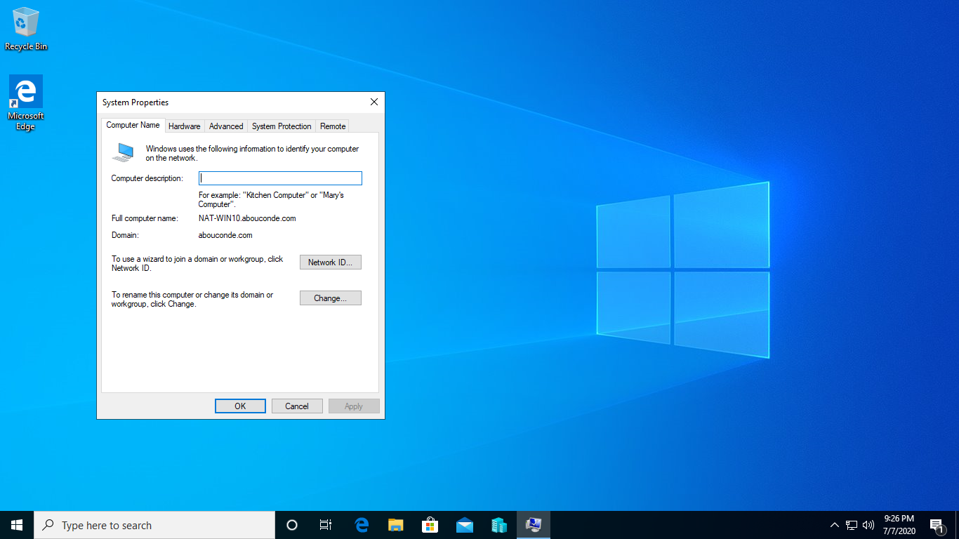 Disabling NLA by using the options on the Remote tab of the System ...