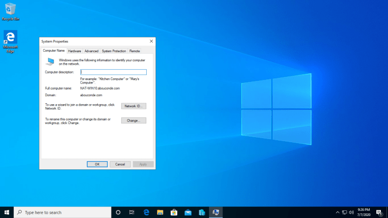 Disabling NLA by using the options on the Remote tab of the System ...